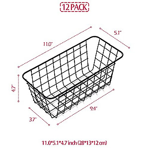 XINFULL 12 Pack Wire Storage Baskets Household Metal Wall-Mounted Containers Organizer Bins for Kitchen Bathroom Freezer Pantry Closet Laundry Room Cabinets Garage Shelf, Medium