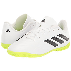 adidas Copa Pure.4 Indoor Sneaker, White/Core Black/Lucid Lemon, 2 US Unisex Little Kid