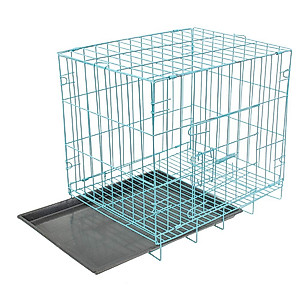 Large Dog Crate Pet Folding Cage Collapsible Dog Cage Indoor Outdoor Dog Crate Small Metal Wire Dog Crate with Leak- Pan Portable Pet Cage for Puppy Cat Rabbit Dog Kennel