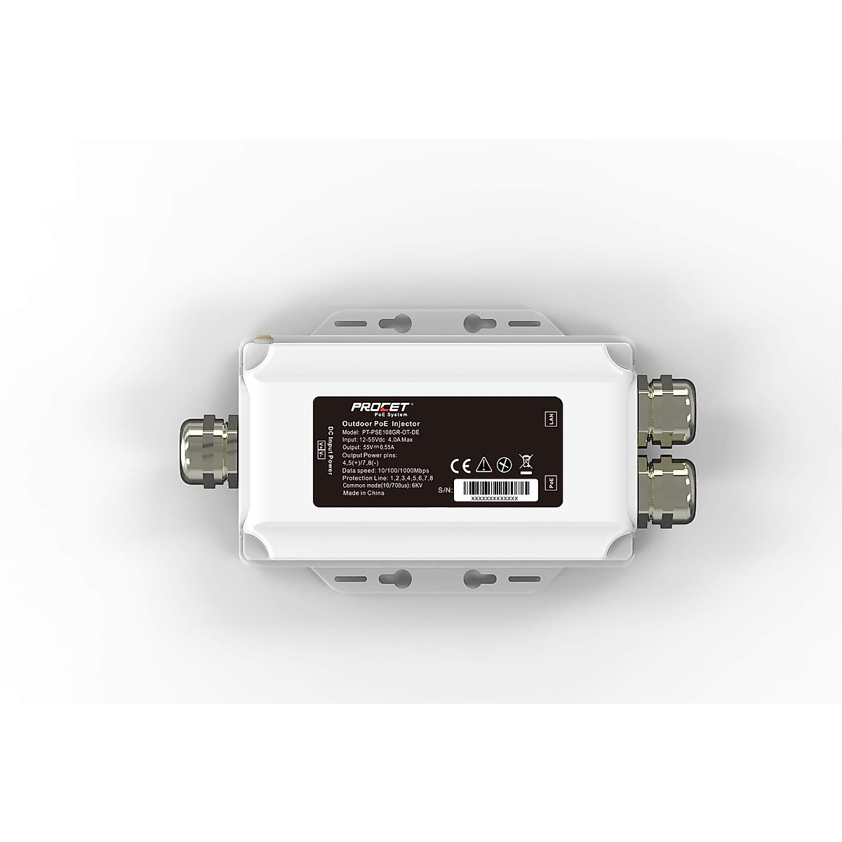 PROCET Gigabit PoE Injector Outdoor PoE Power Injector Adapter 30W IEEE802.3AT, 6KV Surge Protection, Aluminum IP67 Waterproof, Wide Temp -40℉ to 149℉ for IP Cameras, Wireless APs, Base Station