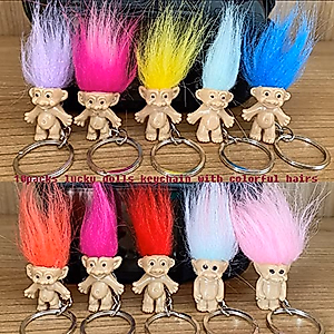 Mini PVC Vintage Trolls Lucky Doll Mini Action Figures Cake Toppers Chromatic Adorable Cute Little Guys Collection, School Project, Arts Crafts, Party Favors (30pack-B)