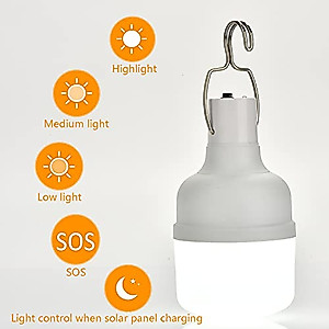 FLRONGSUN LED Bulb Light Camping Light Portable 75-300LM Dim Lantern Indoor 2000mAh for Chicken Coop Lamp Hiking Fishing Tent Indoor Shed Hurricane Emergency Light USB Charged