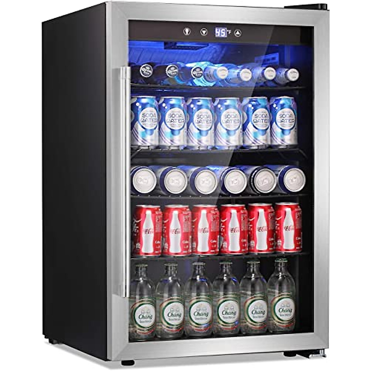 Antarctic Star Beverage Refrigerator Cooler - 145 Can Mini Fridge Glass Door for Soda Beer or Wine, Small Drink Dispenser, Clear Front Door for Home Office or Bar, 4.5Cu.Ft.