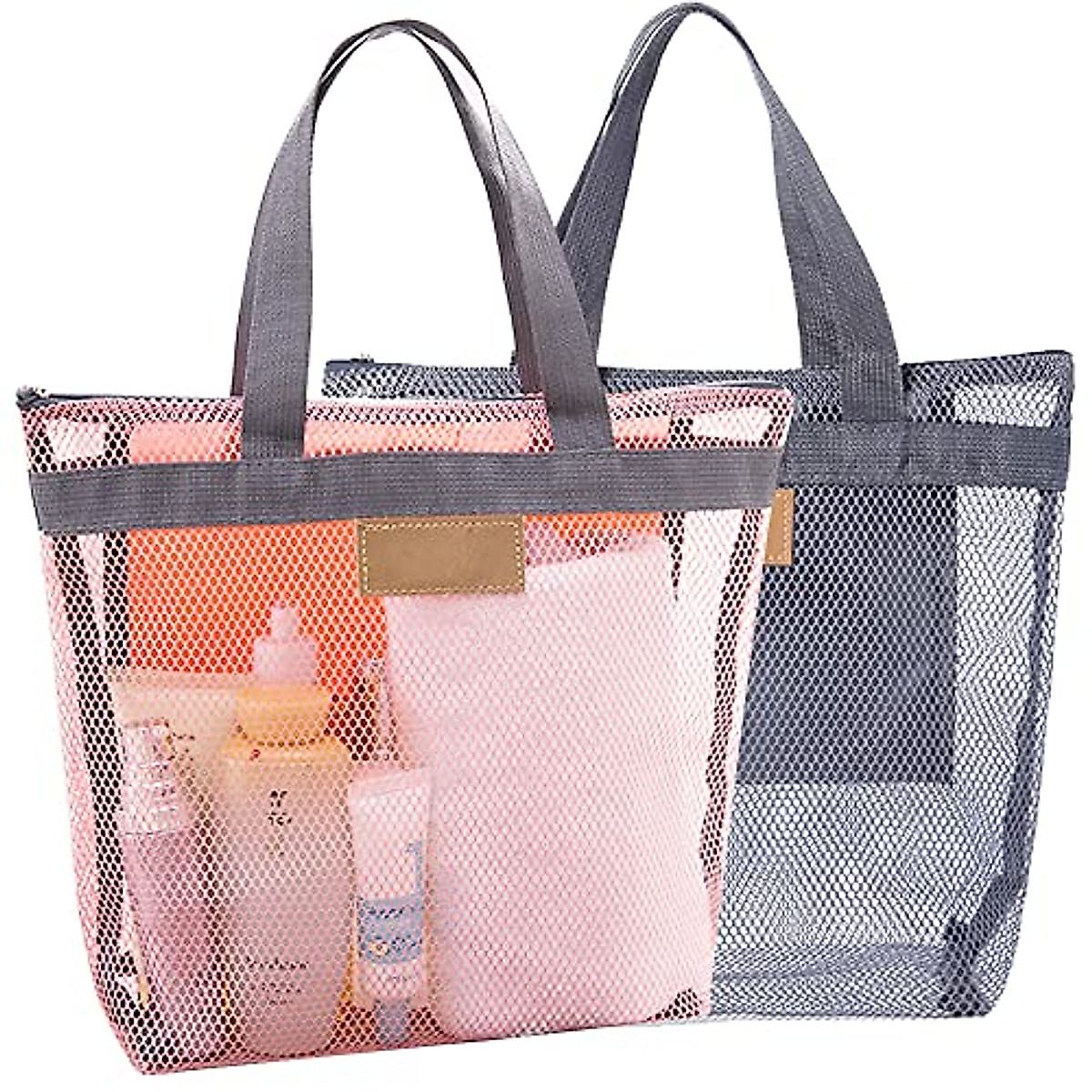 huihaochenggong 2 Pack Mesh shower caddy shower bag 12.5x10.5'' Portable Shower Tote Mesh Shower Caddy Quick Dry Shower Bag with Zipper shower caddy portable For Gym, Travel, Camp, Beach