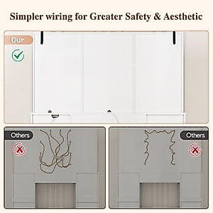 knoworld 47'' Large Vanity Desk with Mirror and Lights, 7 Drawers, 8 Storage Shelves Vanity Table, Big Makeup Vanity Desk with 3 LED Lighting Modes, Vanity Dresser with Outlet, Sliding Mirror (White)