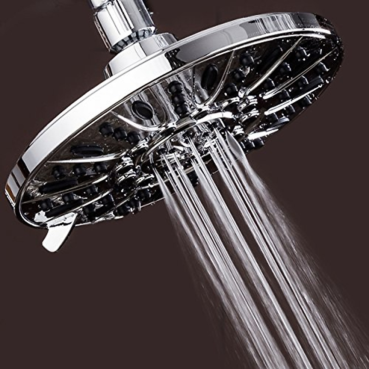 AquaDance Chrome High Pressure 6-Setting, 7" Rainfall Shower Head – Tested to Meet US Quality Standards, Angle-Adjustable, with Tool-Free Installation Finish