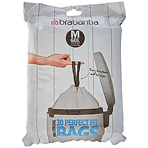 Brabantia PerfectFit Bin Liners, 60 Litre/Size M, White