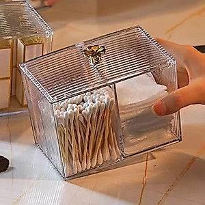 Acrylic Qtip Holder, Cotton Swab Holder Dispenser, Bathroom Jars with Lids Set for Cotton Ball, Cotton Swab, Cotton Round Pads, Floss, Vanity Organizers and Storage (#1)