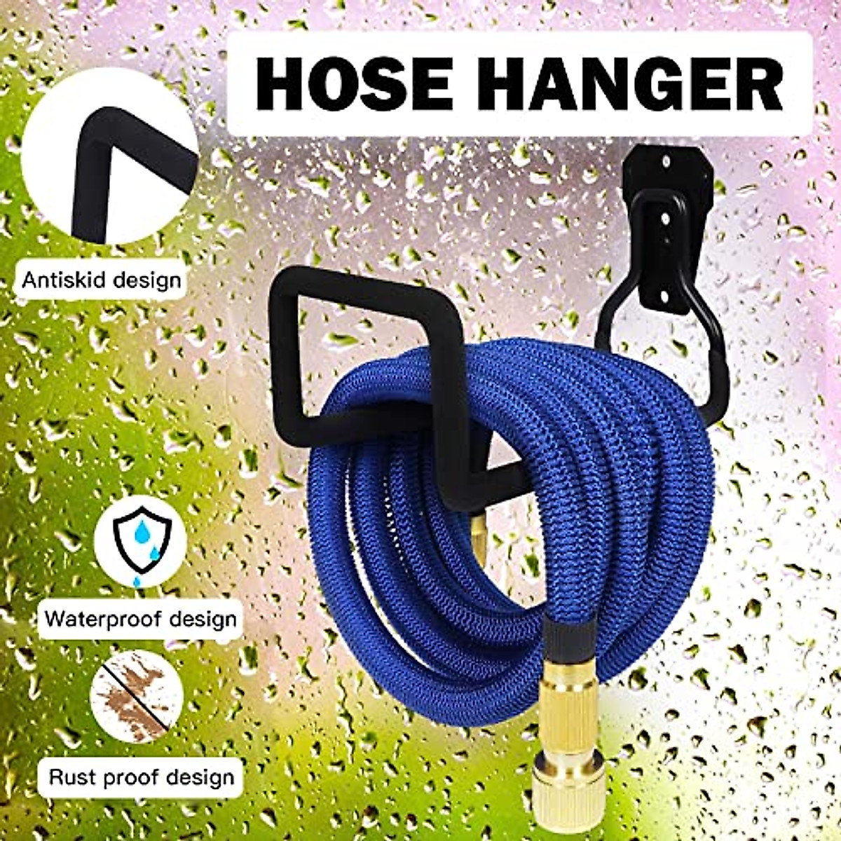 Luoximo Garden Water Hose Holder - Heavy Duty Hose Hanger Wall Mounted for Outside, Sturdy Hose Holder Freestanding Metal Hose Hook with Installation Guide(100ft)