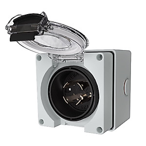 STARELO 30 Amp Generator Power Inlet Box NEMA L14-30P,125/250 Volt 7500W, Outdoor dustproof and Weatherproof for generators, Welding Machines, etc.ETL Listed.(NEMA L14-30P Box)