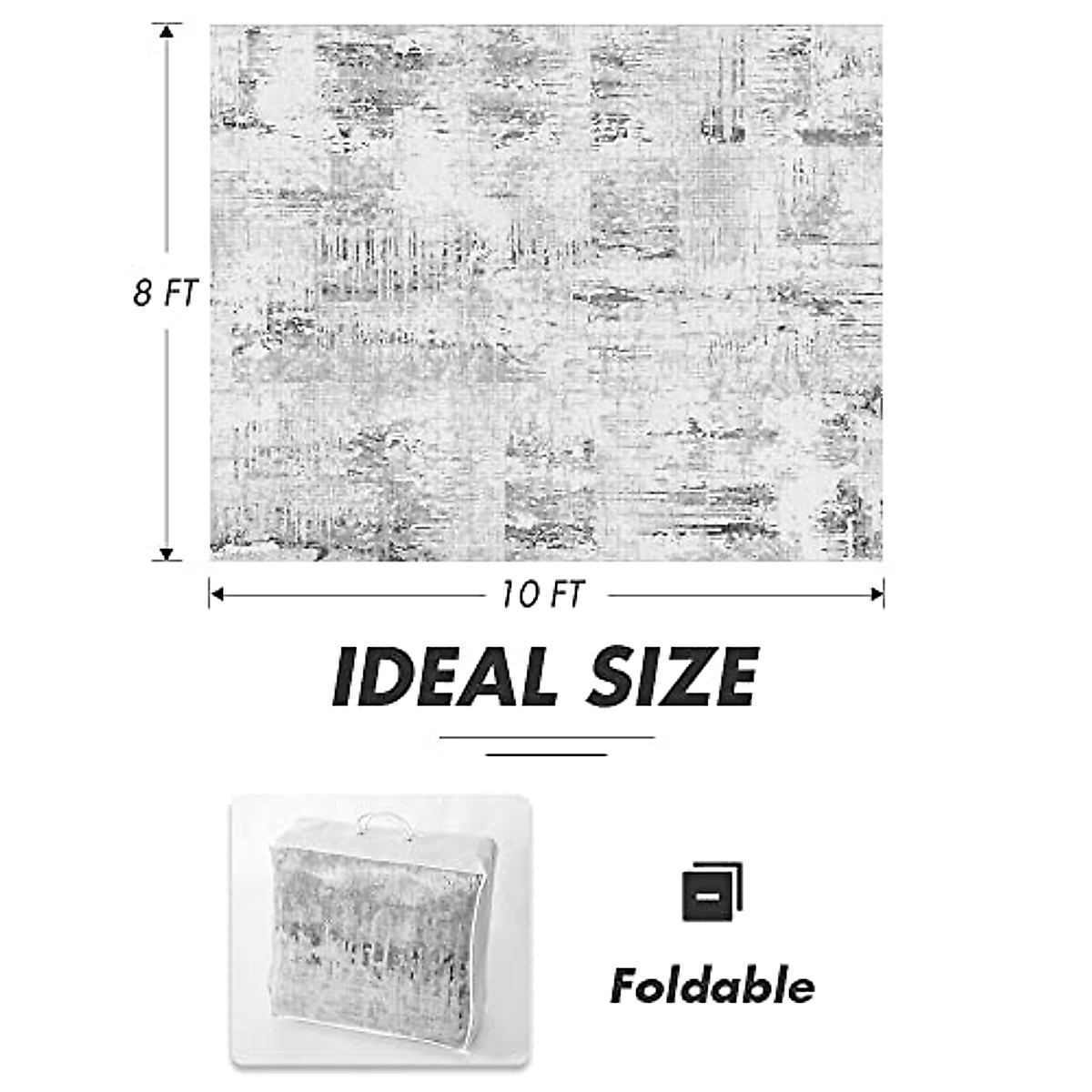 RESARE Modern Abstract Area Rugs 8x10 Distressed Rug Machine Washable, Ideal Home Decor, Gray