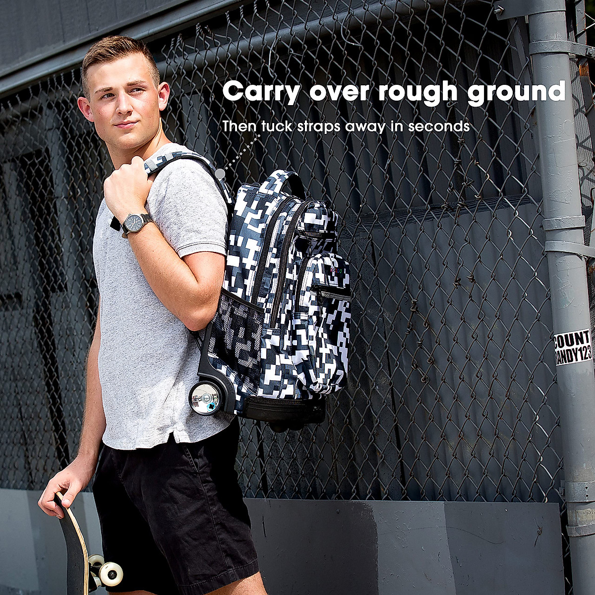 J World New York Sundance Rolling Backpack Girl Boy Roller Bookbag, Bellis, 20 Inch