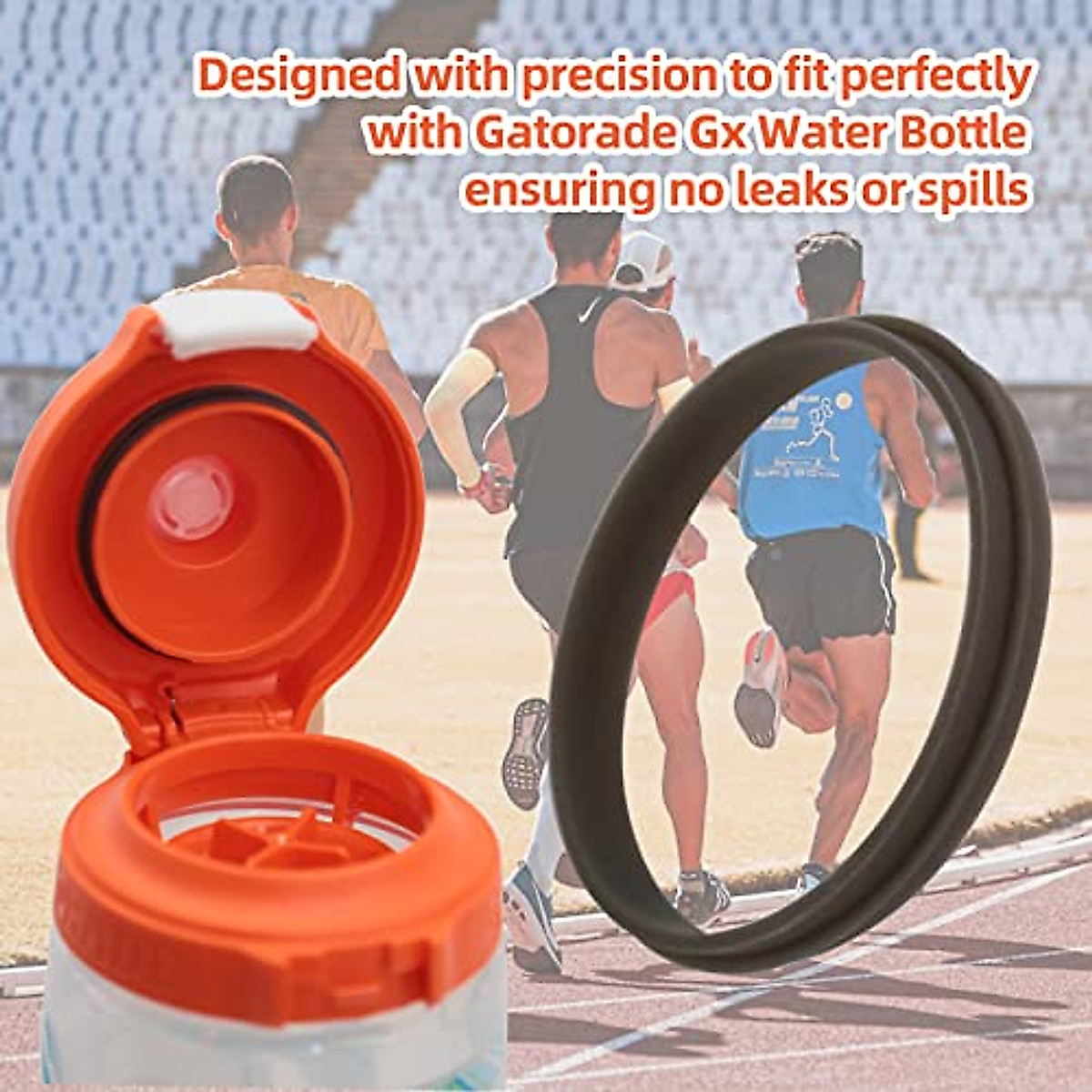 Eqivei 6 Pack Replacement Gaskets Compatible with Gatorade Water Bottle, Silicone lid Seal Ring Replacement for Gatorade Gx Squeeze Bottles, Water Bottle Accessories for Gatorade Gx Pods