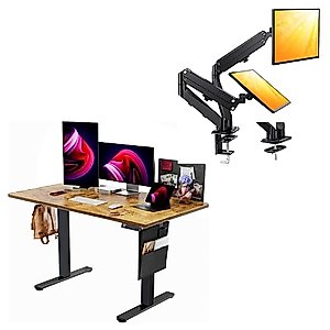 ErGear Adjustable Height Electric Standing Desk with Storage Bag Dual Monitor Stand