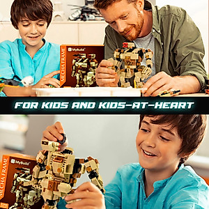 MyBuild Mecha Frame Titan - Toy Building Sets Mecha 6 Inches, Build Robot Mech, Adjustable Action Poses, All Major Building Bricks Compatible, for Mech Fans