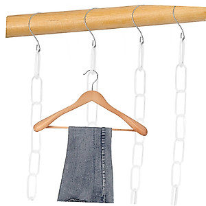 BUGUUYO 4pcs Clothes Hanging Chain Hangers Clothes Rack Clothes Hanger Connector Coat Hanging Chain Clothing Line Chain Link Cloth Plastic Chain for Clothes Hanger Indoor Clothesline White