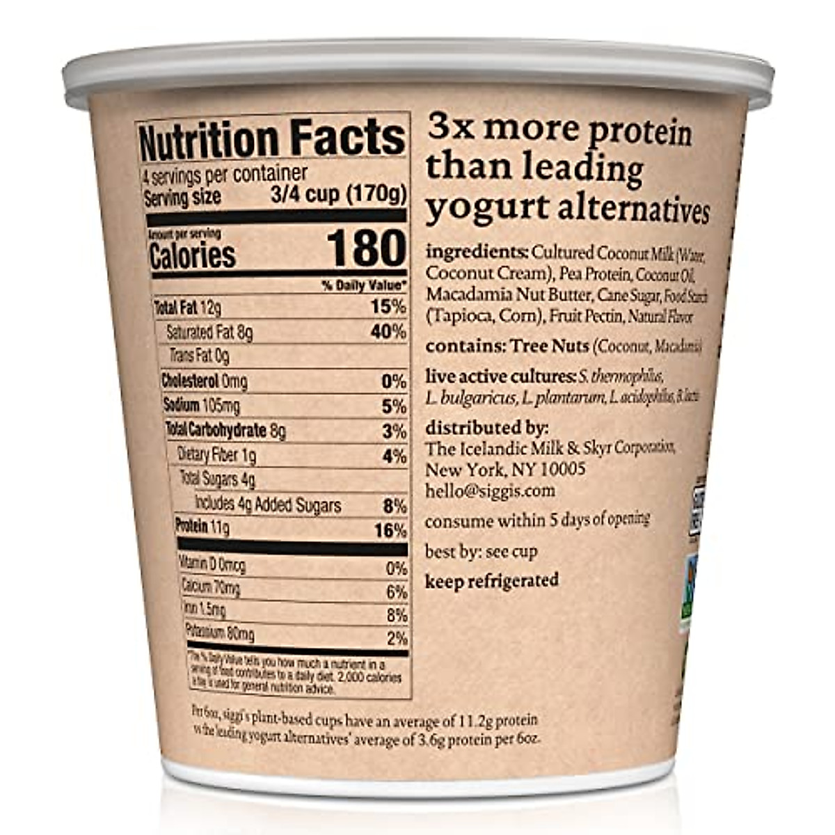 siggi's Plain Plant Based Yogurt, 24 OZ