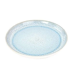 Elama Round Stoneware Mocha Collection Contemporary Dinnerware Dish Set, 16 Piece, Blue and White