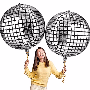 12 Pcs 32 Inch Large Disco Ball Balloons 70s Disco Party Decorations 4D Aluminum Foil Disco Ball Decor Party Decors and Supplies for Disco Birthday wedding party Dance New Year Baby Shower