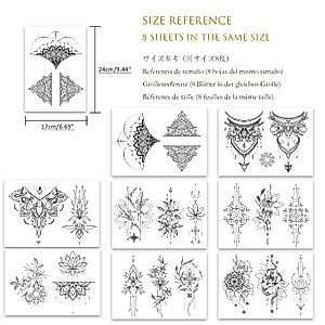 Roarhowl Metallic sparkle temporary tattoos, gold, silver, suitable for all skin tones (silvery 4)