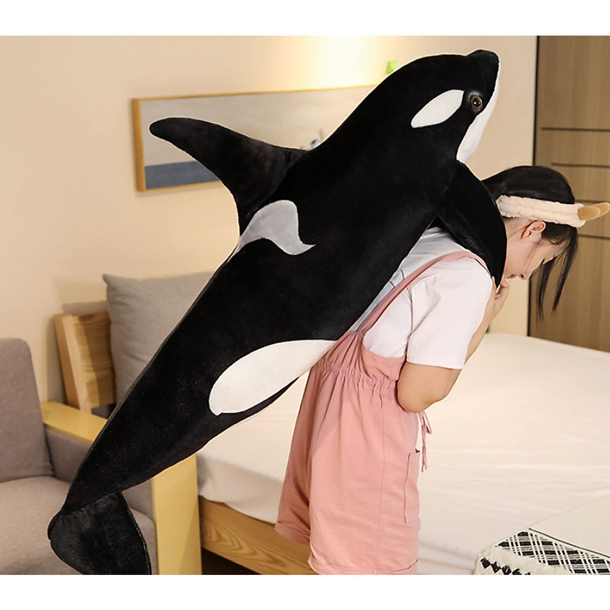 TONGMAN Whale Plush Toy, Lifelike Stuffed Animal, Simulation Killer Whale Doll, 19.6'' orca Plush Toy, Plush Simulation Animal Gift for Children