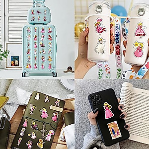 Stickers for Peach Princess Party Favors Supplies Kids Teens Girls Party Toys Decorations Vinyl Waterproof Laptop Water Bottle Stickers A