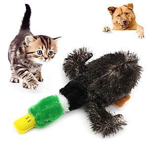 N/ hionre Sound Squeaky Interactive Toys for Pets, Funny Plush Cartoon Duck Shape Chew Play Toy for Pet Dog Cat Duck