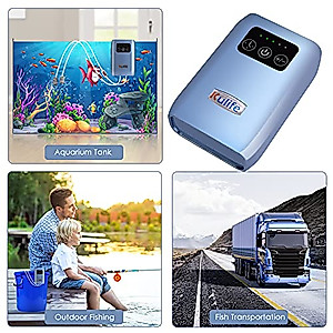 Kulife Aquarium Air Pump, USB Rechargeable Lithium Battery Powered Portable Air Pump for Fish Tanks up to 60 Gallons, AC/DC Dual Mode Oxygen/Aerating Pump for Outdoor Fishing, Emergency, Power Cuts