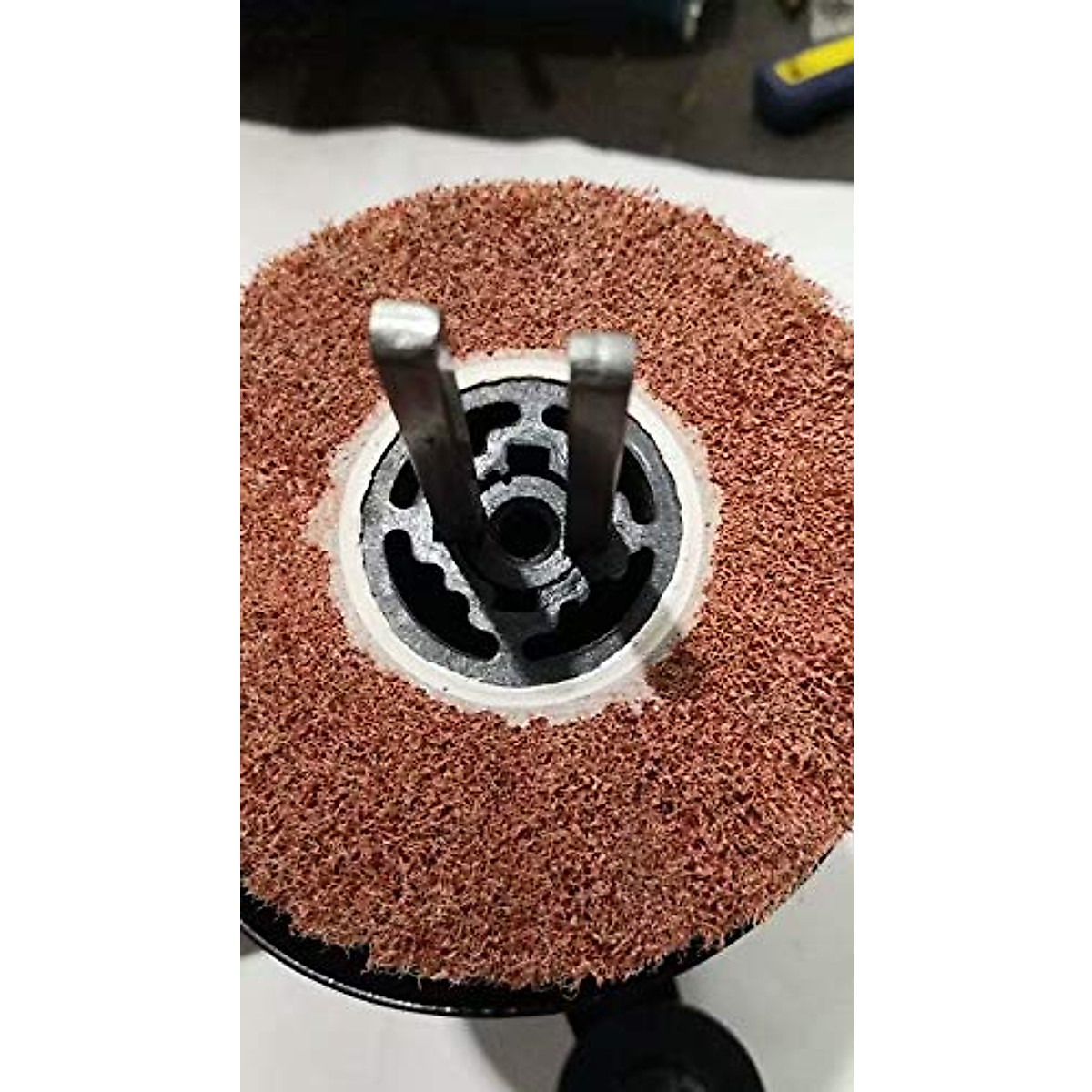 Set of 4 Pieces Non-woven Abrasive Flap Wheel P60 P120 P180 P400 fits metabo burnisher Hand Held burnishing machine also fit 5/8"-11 Thread grinder polisher (grinder collar between 41-48 MM)