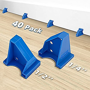 Upgraded 40 Pack Flooring Spacers Laminate Flooring Installation Kit with 1/4” & 1/2” Gap, Wood Floor Install Tool for Laminate, Vinyl Plank, Hardwood, LVT, Bamboo and Floating Floor Installation