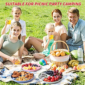 9" Unbreakable Divided Dinner Plate / 5 Wheat Straw Plastic Round Dinner Plates / Colorful Reusable 3 Compartment Dinner Plate / Microwave & Dishwasher Safe, Bpa Free, Child/Adult Separate Plates