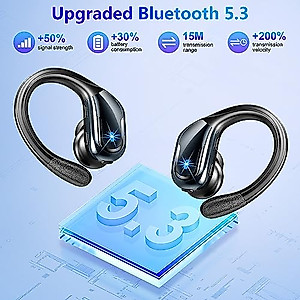 Wireless Earbud, 2023 Sport Wireless Bluetooth 5.3 Earbud with HiFi Stereo, 90H Over Ear Bud with Noise Cancelling Mic, IP7 Waterproof Bluetooth Headphones, LED Display, Button Control, for Running