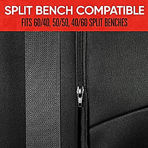 Motor Trend SpillGuard Waterproof Seat Cover, Gray Stitching – Split Bench Rear Seat Protector with Neoprene Padding, for Kids & Dogs, Car Interior Covers