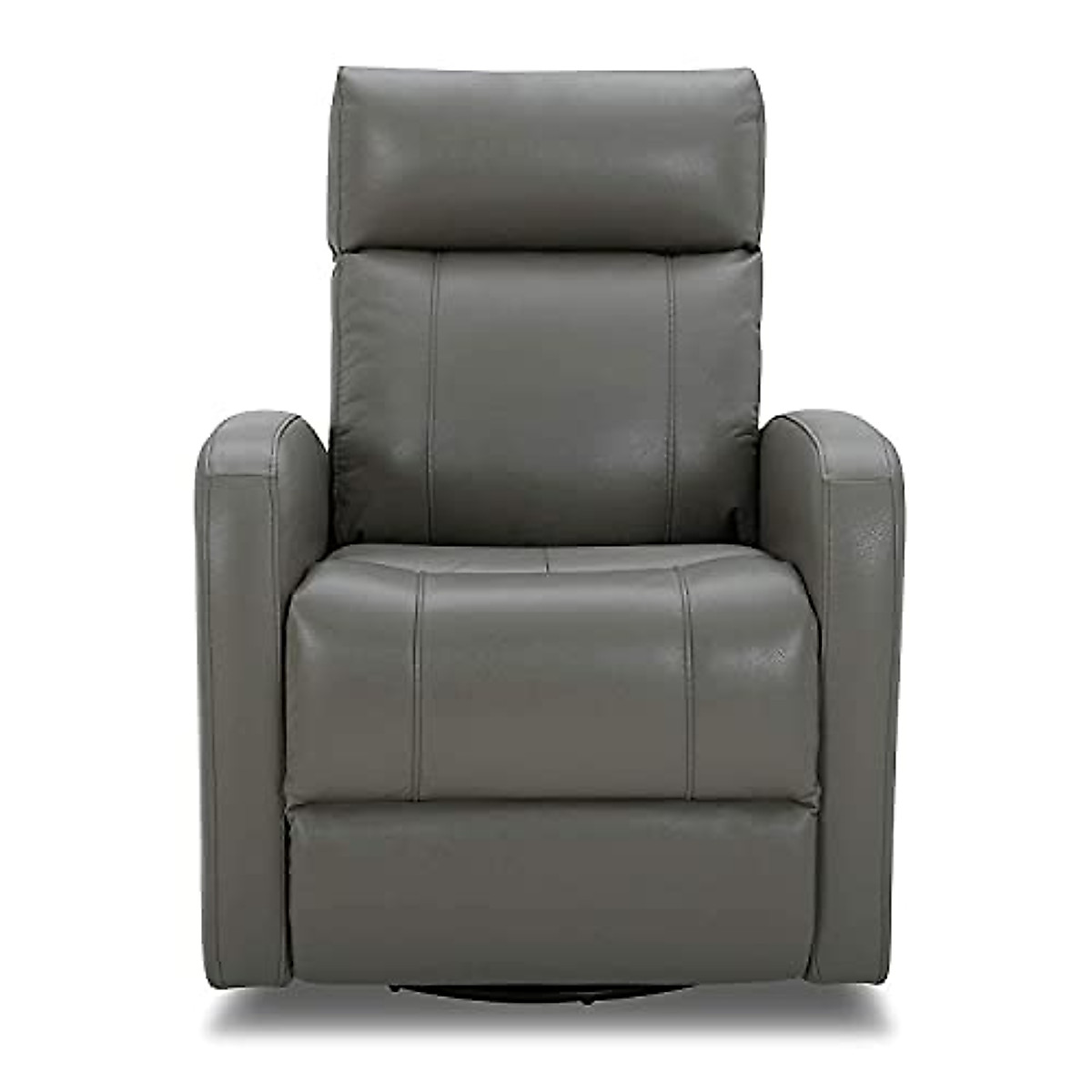 CHITA Genuine Leather Power Swivel Glider Recliner Chair,USB Charge Manual Headrest Double Layer Backrest Truck armrest Recliner Chair Sofa for Living Room and Nursery-Haze