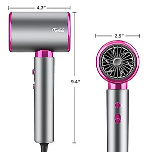Tailulu Professional 1875W High-Speed Low Noise Ionic Hair Dryer with Diffuser for Home and Travel - 110,000 RPM, Suitable for Women and Men