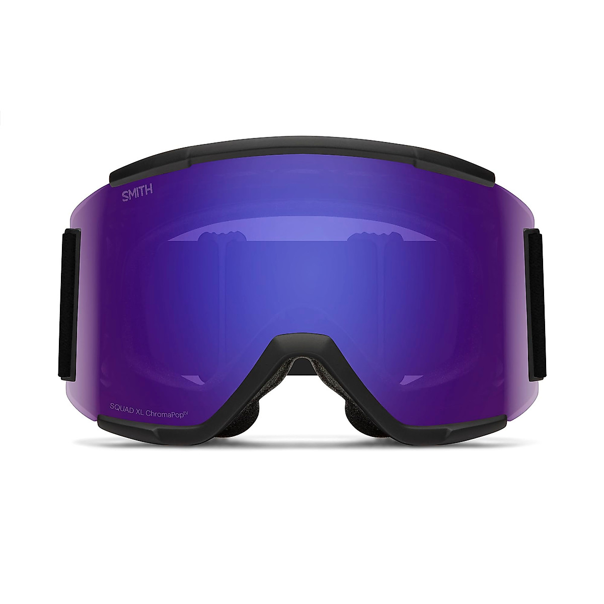 SMITH Squad XL Goggles with ChromaPop Lens – Performance Snowsports Goggles with Replaceable Lens for Skiing & Snowboarding – for Men & Women with Larger Faces – Black + Everyday Violet Mirror Lens