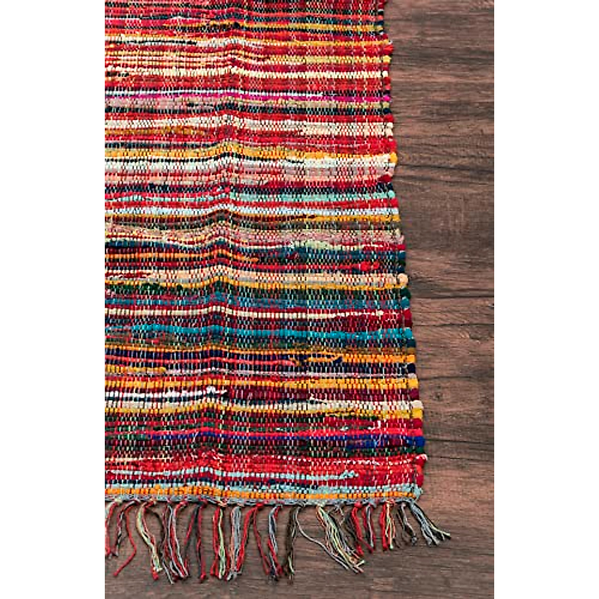 HOMEMONDE 4x6 Area Rug 100% Recycled Handmade Chindi Rag Carpet Colorful Boho Rugs for Living Room, Bedroom, Kitchen