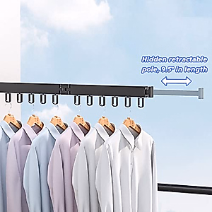 RAINBEAN Drying Rack Clothing Wall Mounted, Clothes Drying Rack, Retractable Clothesline Indoor, Laundry Room Organization, Space-Saver, Collapsible Clothes Hanging Rack