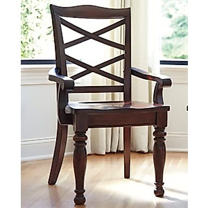 Signature Design by Ashley Porter Traditional Hand Finished Rustic Dining Arm Chair, Set of 2, Brown