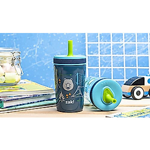 Zak Designs Campout and Camping Kelso Tumbler Set, Leak-Proof Screw-On Lid with Straw, Bundle for Kids Includes Plastic and Stainless Steel Cups with Bonus Sipper, 3pc Set, Non-BPA,15 fl oz