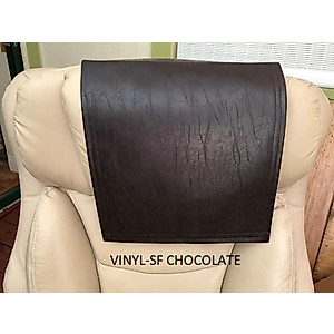 Living Room Furniture Headrest Cover Protector, SF-Chocolate Marine Vinyl Upholstery, size 14x30" for Gift for Dad, Rv Chair, Media Room Seat