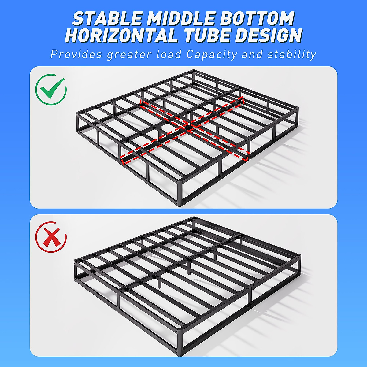 NONOSAMA Queen-Box-Spring, 9 inch Box Spring for Queen Bed，Metal High Profile Box Spring Queen,Mattress Foundation,Easy to Assemble,Heavy Duty,No Squeaky