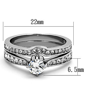 Marimor Jewelry .75 Carat Cubic Zirconia Stainless Steel 316 Wedding Ring Set Women's Size 10