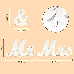 IDEALHOUSE Mr and Mrs Wood Sign, Exquisite Big Size Mr & Mrs Wooden Letters Perfect for Wedding Sweetheart Table Decorations, Photo Props, Party Table, Rustic Wedding Decorations and More(White)