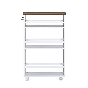 UTEX 4 Tiers Kitchen Slim Storage Cart, Rolling Side Storage Cabinet with Handle for Kitchen Bathroom Laundry Narrow Corner Places,White