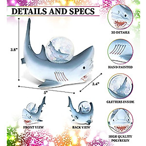 COTA Global Shark Snow Globe - Ocean Life Animal Water Globe Figurine with Sparkling Glitter, Zoo Collectible Novelty Ornament for Home Decor, for Birthdays, Christmas, Valentine – 45mm