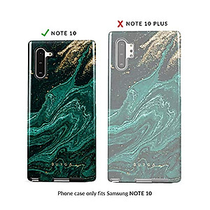 BURGA Phone Case Compatible With Samsung Galaxy Note 10 - Hybrid 2-Layer Hard Shell + Silicone Protective Case -Emerald Green Jade Stone Luxury Gold Glitter Marble - Scratch-Resistant Shockproof Cover