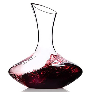 Wine Decanter – Hand-Blown Crystal Wine Carafe – Full Bottle Red Wine Pitcher – Elegant Modern Design – Wine Gift, Wine Accessories (57 oz)