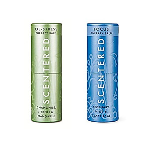 Scentered Aromatherapy Balm Duos Gift Set - Set of 4 Natural Therapy Balm Sticks - Includes Sleep Well, 2X De-Stress & Focus Aromatherapy Balm Bundle