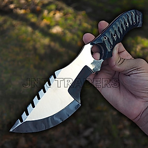 JNR Traders Handmade Tracker knife with sheath belt tracker knife Horizontal carry tracker knife full tang fixed blade Hunting knife edc tracker knife